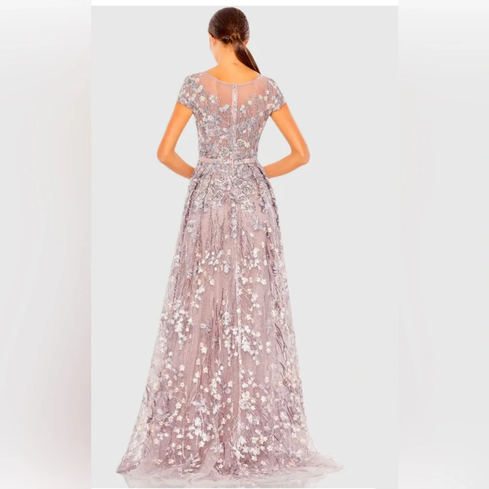 Mac Duggal | Dresses | Mac Duggal Light Purple Embellished Floral Cap ...